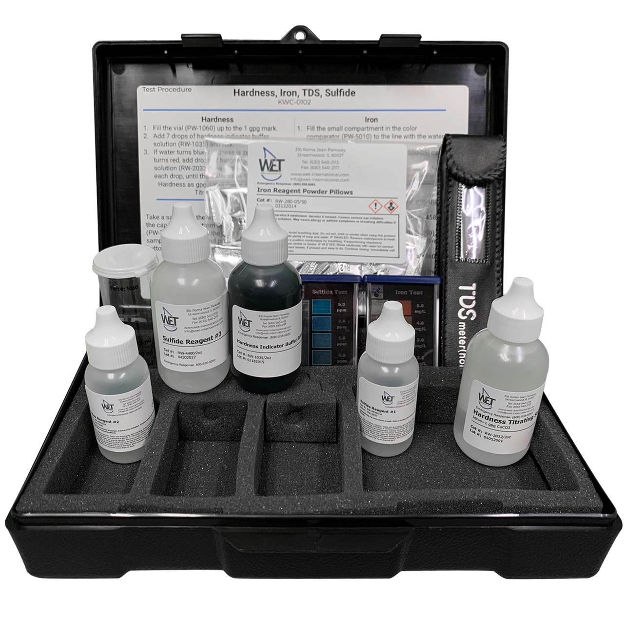 Iron, Hardness, Sulfide Test Kit w/ TDS Meter (Contains: KWC-0089B, KWC ...