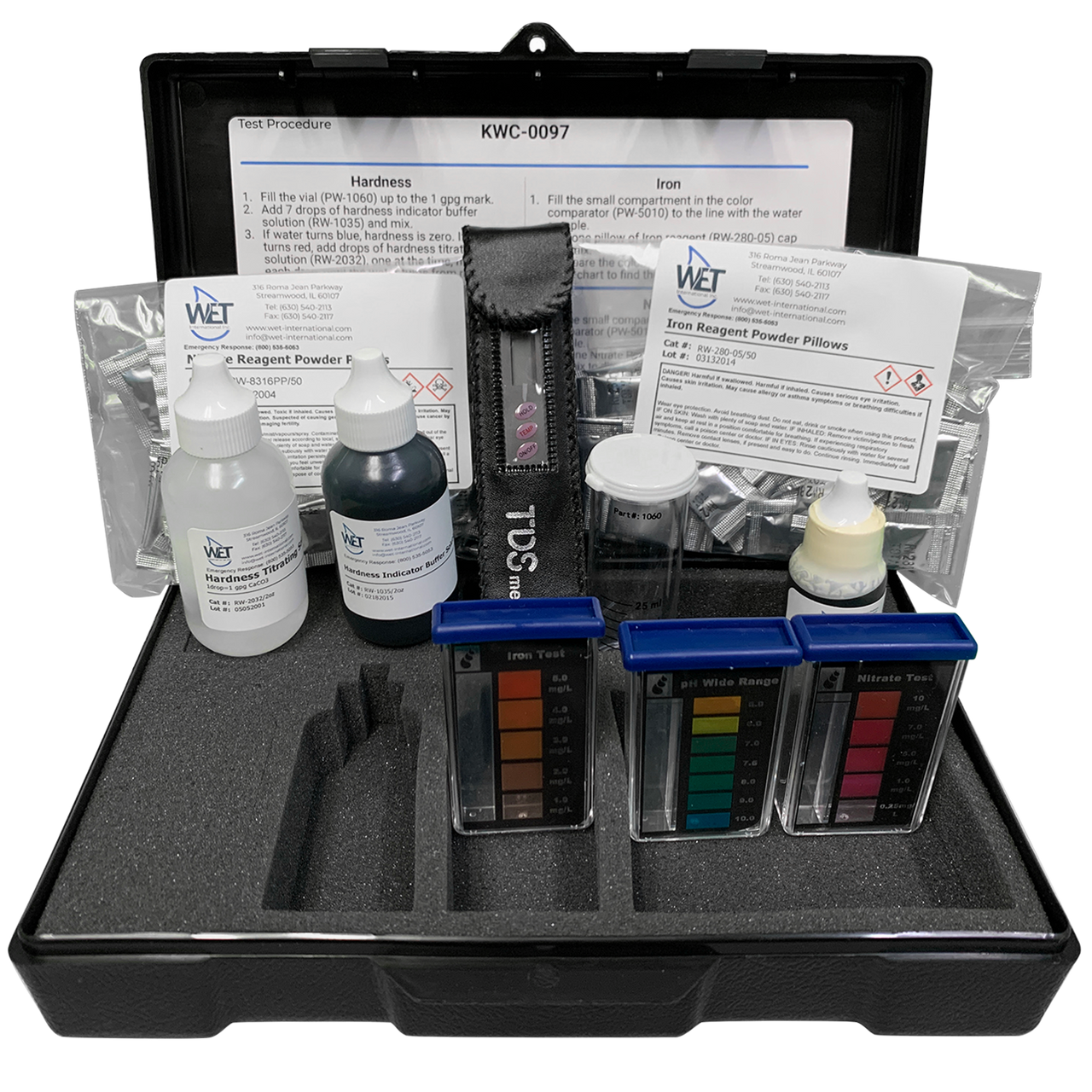 Hardness, Iron, pH, TDS and Nitrate Test Kit, in plastic case (WC ...