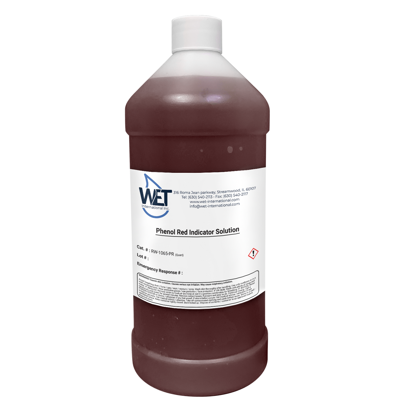 Phenol Red Ph Indicator Solution Quart Wc Wet International Inc