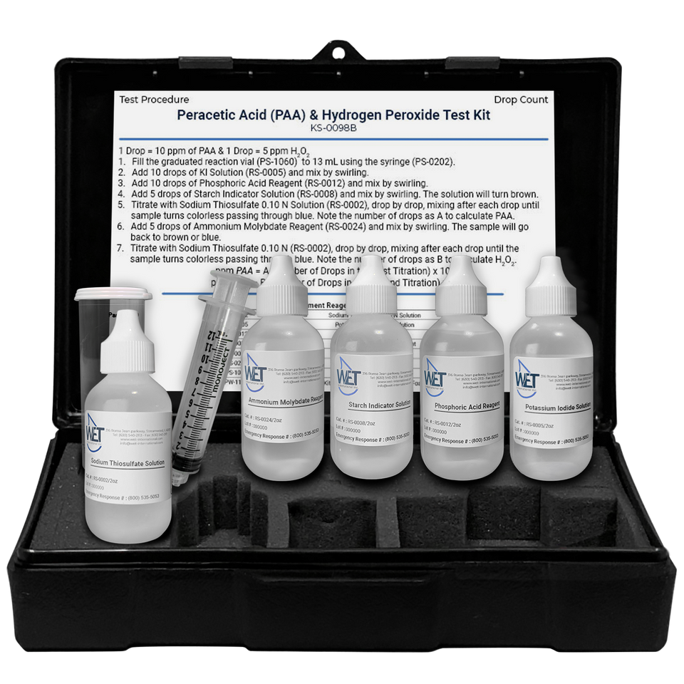 Peracetic Acid (PAA) & Hydrogen Peroxide Test Kit, 1 drop = 10ppm PAA ...