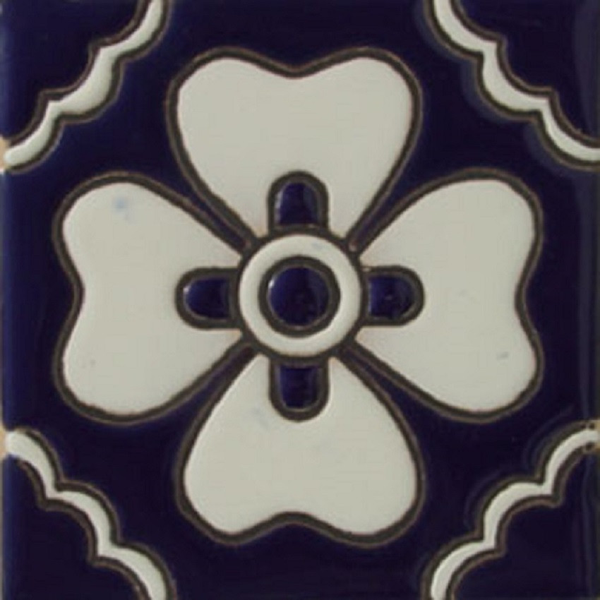 White Clover Talavera Tile – Handcrafted High Relief