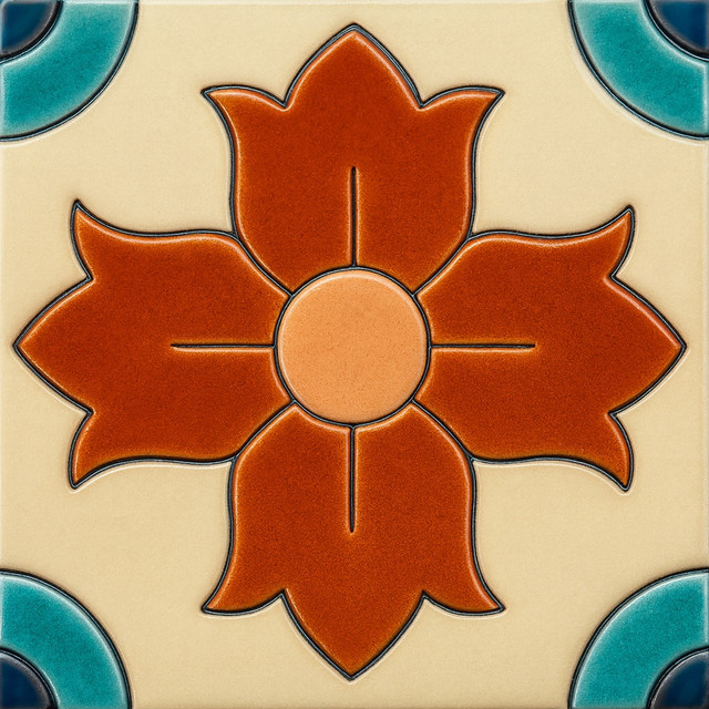 Azalea Flower Relief – Artisan Talavera Tile