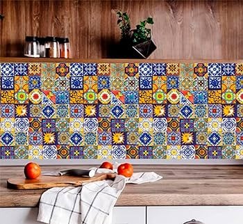 Artisan Kitchen with Mexican Mixed Tiles - mexicantilestore.com