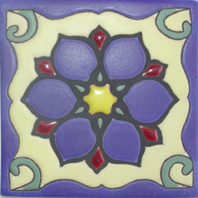 Purple Blue Flower Relief – Artisan Talavera Tile