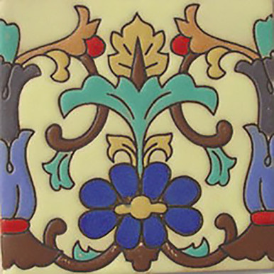 Ornamental Flower Talavera Tile – Handcrafted High Relief