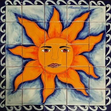 Sun Talavera Tile Mural – Hand Painted