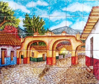 Arches Talavera Tile Mural – Hand Painted