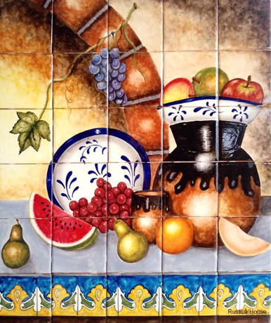 Traditional Cuisine Talavera Tile Mural – Hand Painted