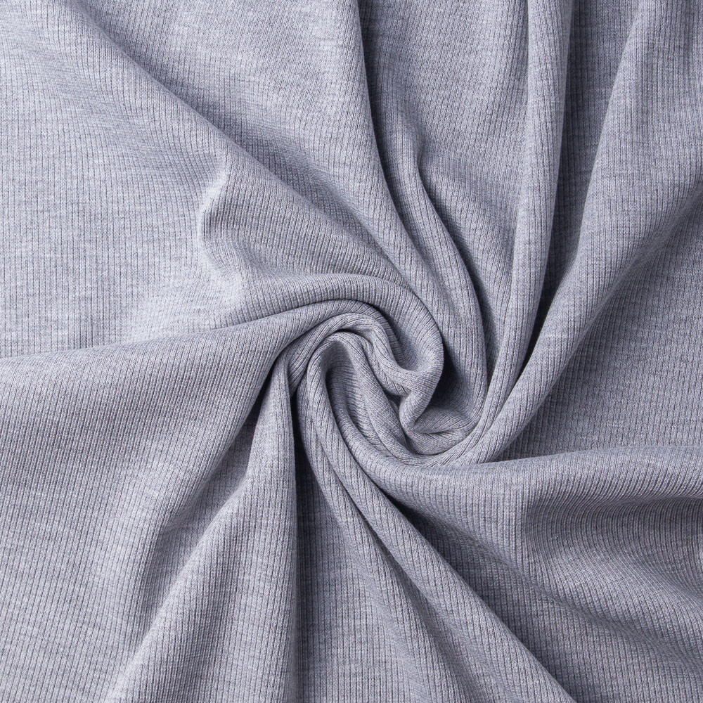 Loungewear Polyviscose: Grey Ribbing - Per ½ Metre
