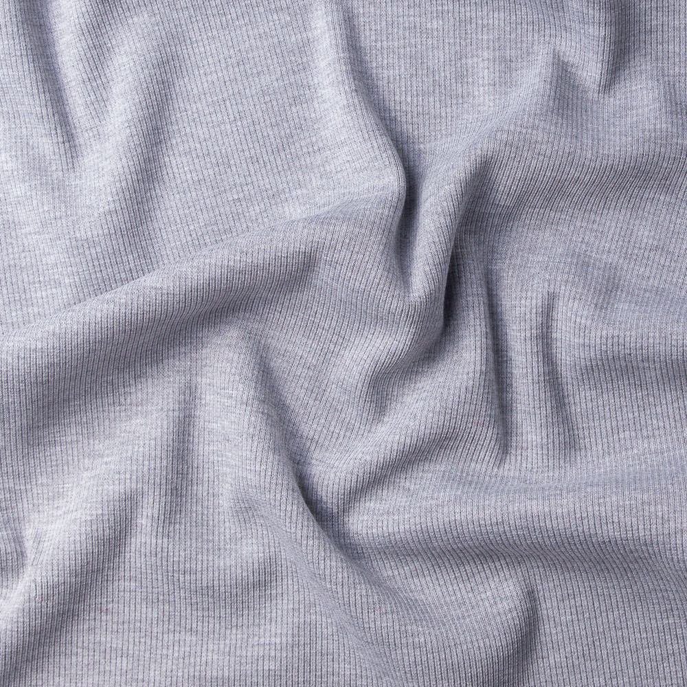 Loungewear Polyviscose: Grey Ribbing - Per ½ Metre