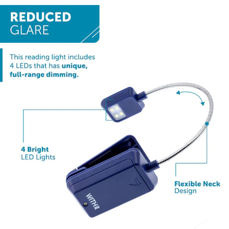 Quad 4 LED Reading Light by WITHit - Navy - Vibes & Scribes