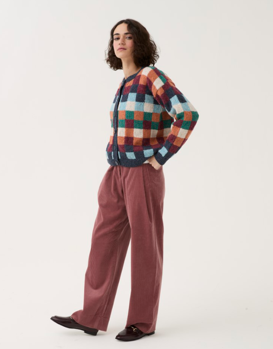 Checkerboard Cardigan in Sirdar Loveful 100% Recycled Tweed Blend DK ...