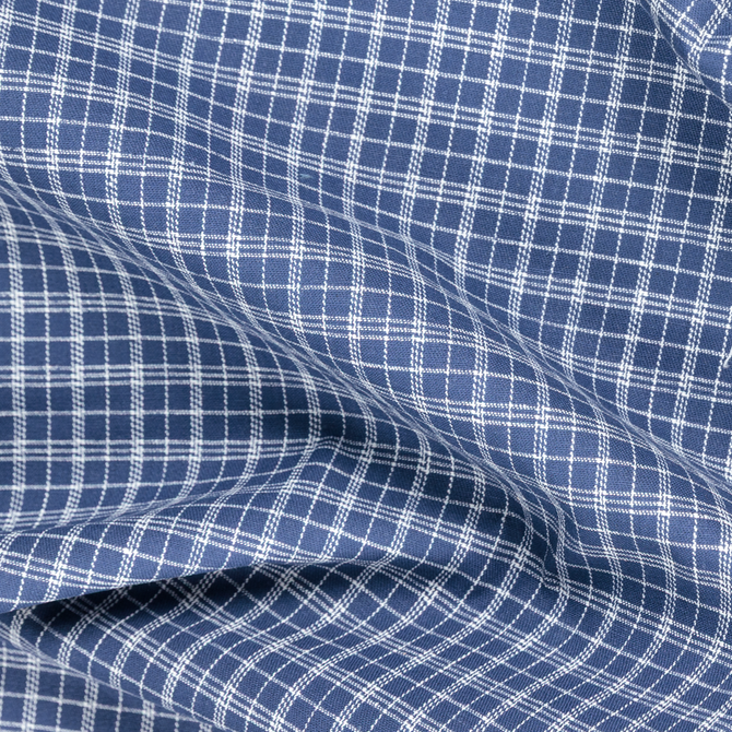 100% Cotton Denim Check in Marine - Per ½ Metre - Vibes & Scribes