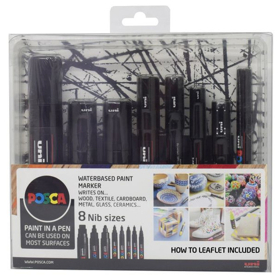 Posca Marker Set (8pcs) - Black Assorted Sizes - Vibes & Scribes