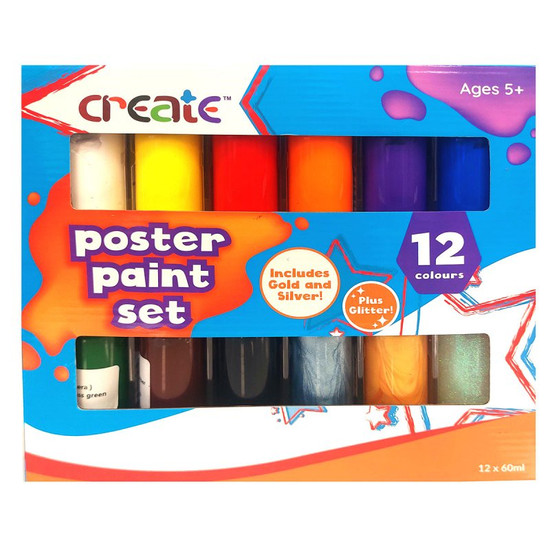 Poster Paint Set (12 x 60ml) - Assorted - Vibes & Scribes