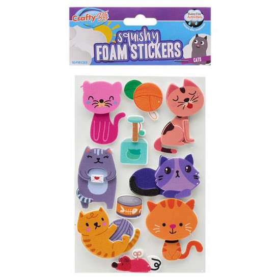 Squishy Foam Stickers (10pk) - Cats - Vibes & Scribes