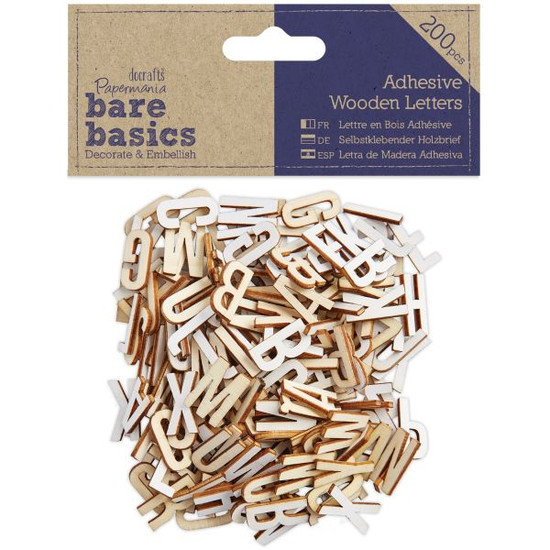 Bare Basics Adhesive Wooden Letters (200pcs) - Vibes & Scribes