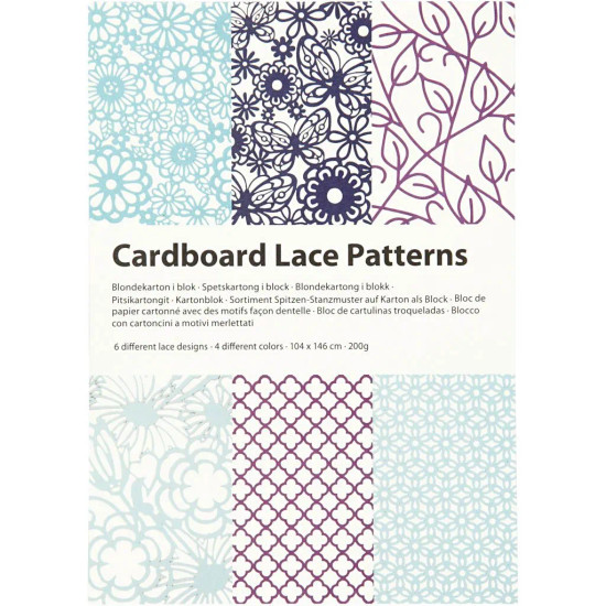 A6 Cardboard Lace Patterns Pad (24pk) - Blues - Vibes & Scribes