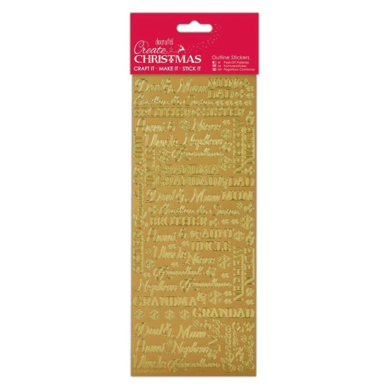 Outline Stickers - Traditional Xmas Relations Gold - Vibes & Scribes
