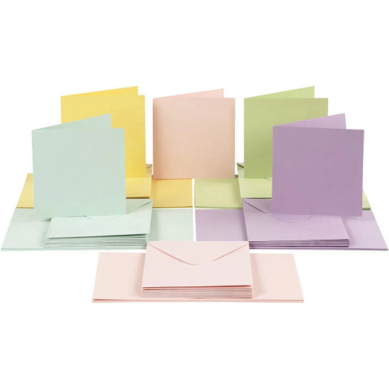 Square Cards & Envelopes (50pk) - Pastels - Vibes & Scribes