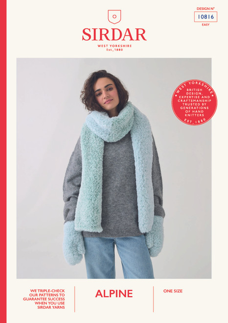 Scarf & Mittens in Sirdar Alpine Fur Effect (10816) - PDF - Vibes & Scribes