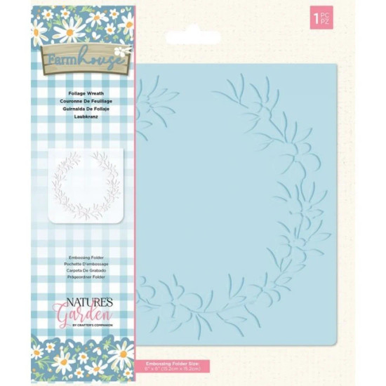 Embossing Folder - Farmhouse Foliage Wreath - Vibes & Scribes