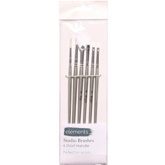 Elements Short Handle Studio Brush Set (6pk) - Vibes & Scribes