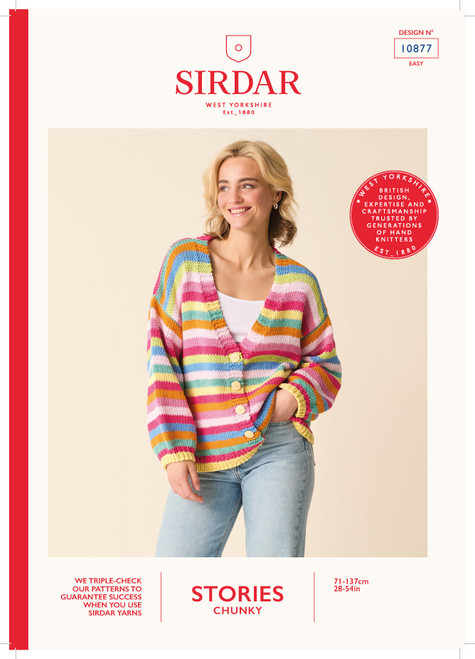 Cult Stripe Cardigan in Sirdar Stories Chunky (10877) - Vibes & Scribes