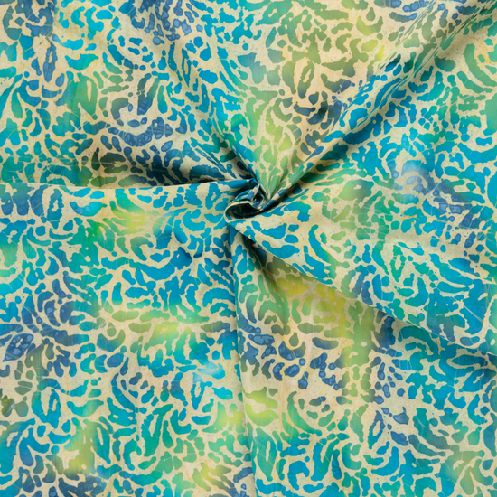 50's Cotton Batik: Abstract Blue on Yellow - Per ½ Metre - Vibes & Scribes
