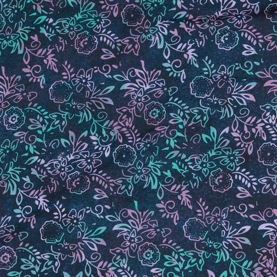 50's Cotton Batik: Floral on Navy Blue - Per ½ Metre - Vibes & Scribes