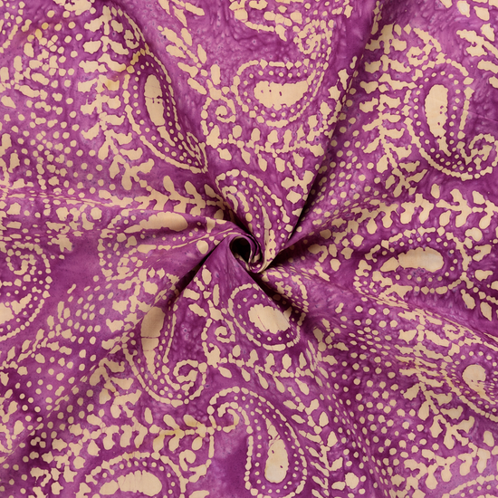 50's Cotton Batik: Paisley on Magenta - Per ½ Metre - Vibes & Scribes