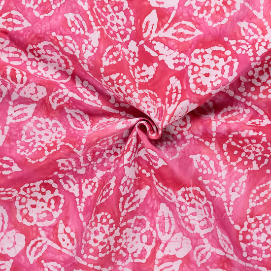 50's Cotton Batik: Pale Pink Floral on Cerise - Per ½ Metre - Vibes ...