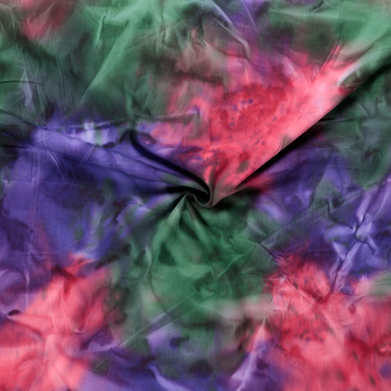 50's Cotton Batik: Tie Dye in Pink, Green & Purple - Per ½ Metre ...