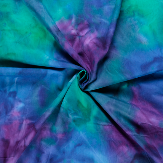 50's Cotton Batik: Tie Dye in Emerald, Purple & Blue - Per ½ Metre ...