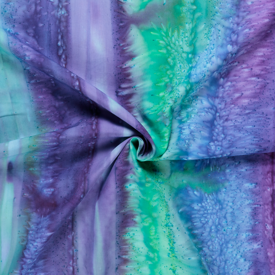 50's Cotton Batik: Tropical Jade, Lagoon & Amethyst Stripes - Per ½ ...