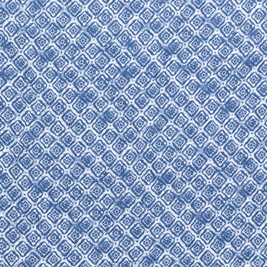 Spanish Linen Geometric Diamond in Cobalt & White - Per ¼ Metre - Vibes ...