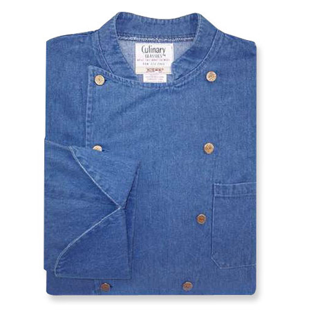 Traditional Chef Coat in Blue Denim with Copper Closures - Culinary ...
