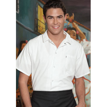 Cook Shirt in White Poplin with Snap Buttons - Culinary Classics