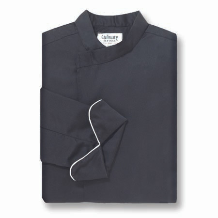 Tunic Chef Coat in Black Egyptian Cotton with White Cording - Culinary ...