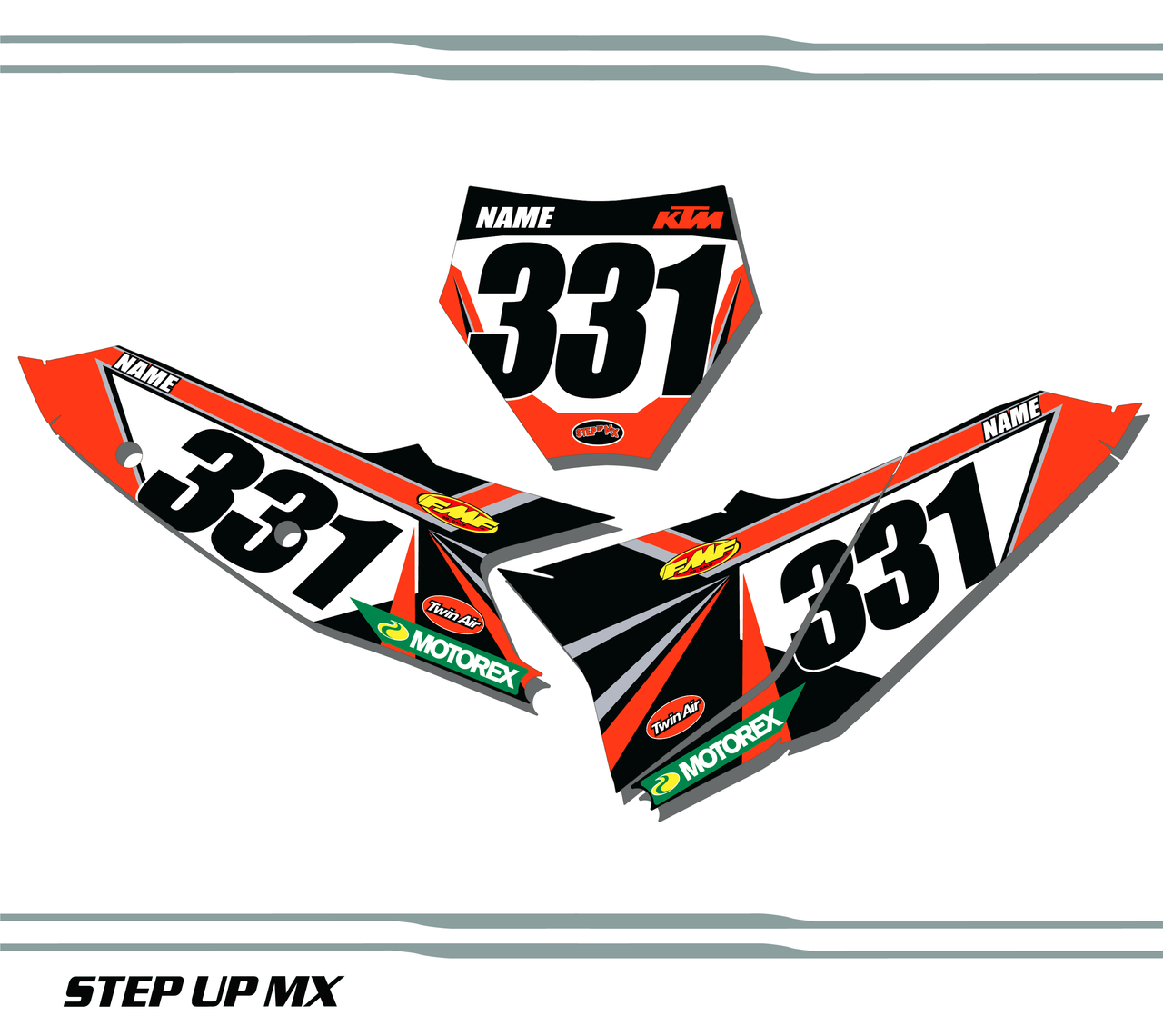 KTM 450 SXF 2023 Qualifier Style Quick Ship Number Plate Decals