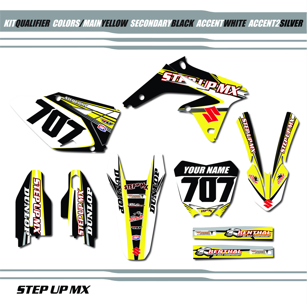 Suzuki Graphics, Suzuki dirt bike graphics, custom Suzuki graphics