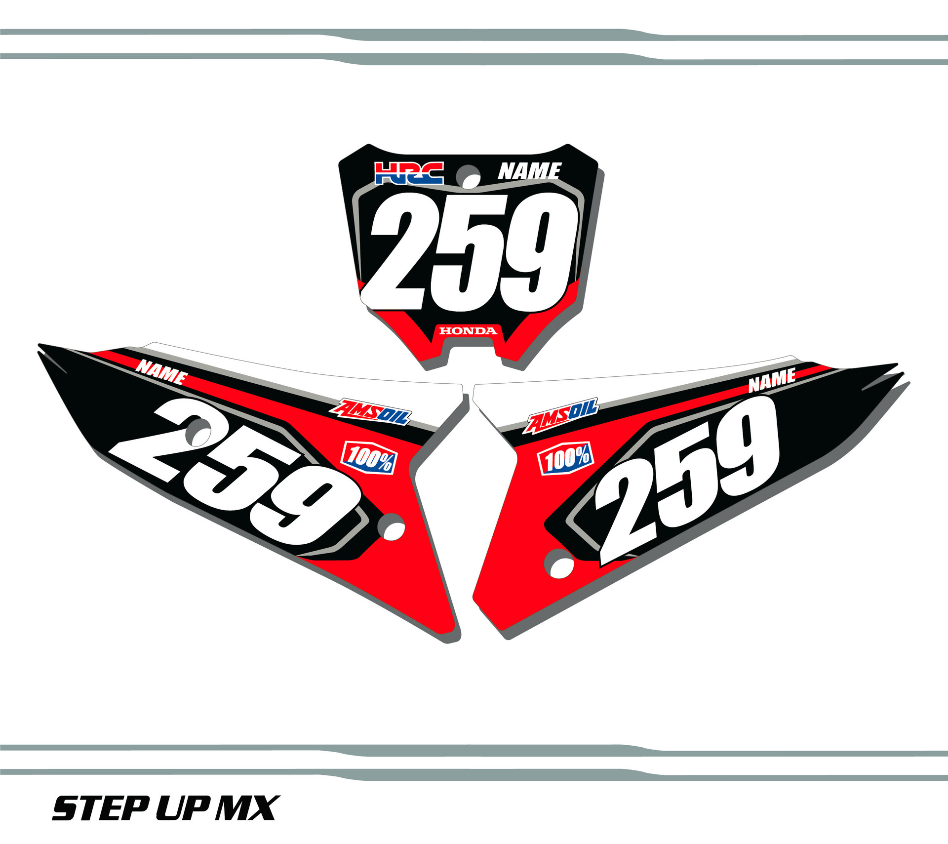 Honda CRF450R 2021-24 Factory24 Style, O2, Quick Ship Number Plate Decals