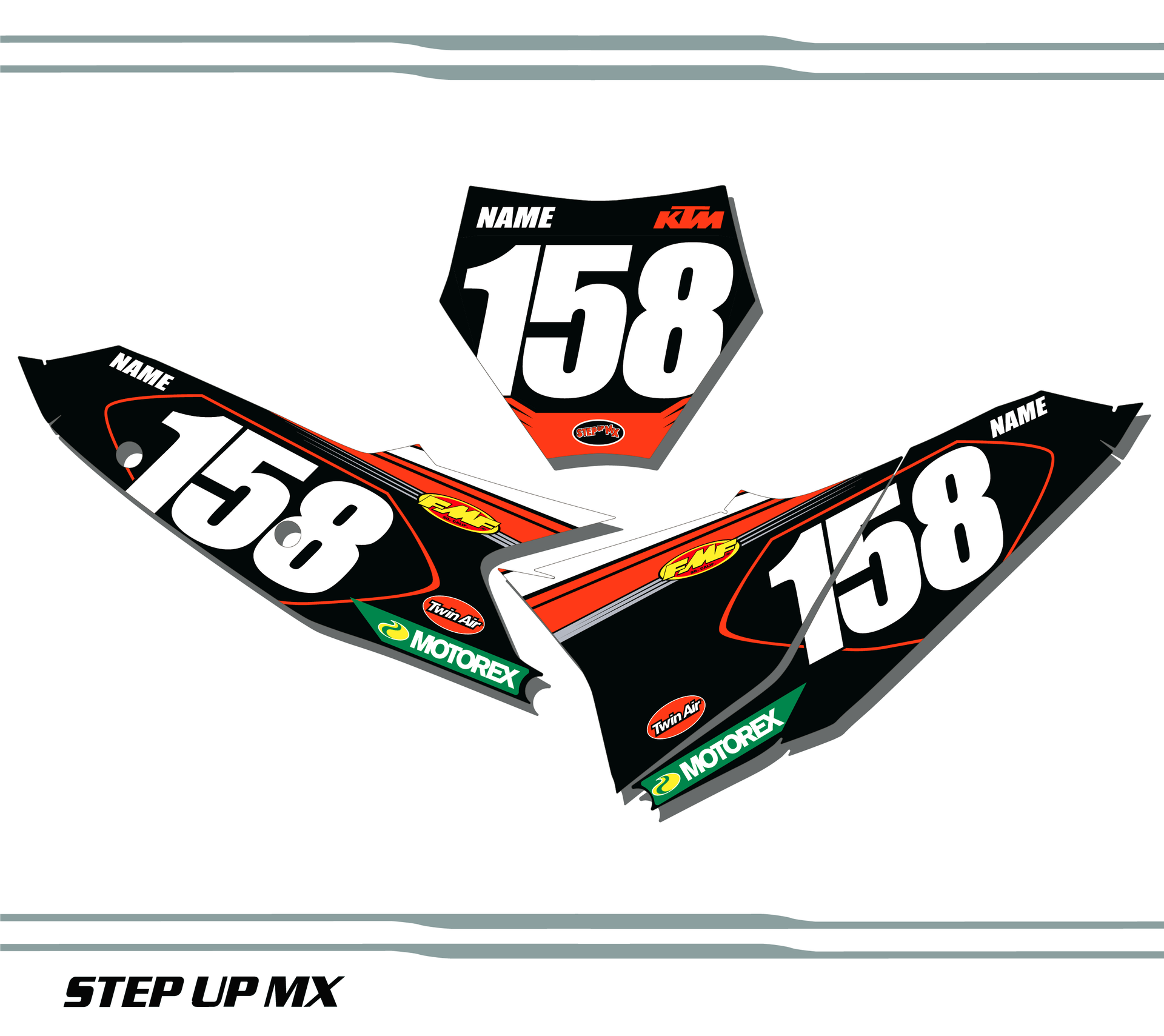 KTM 450 SXF 2023 Qualifier Style Quick Ship Number Plate Decals