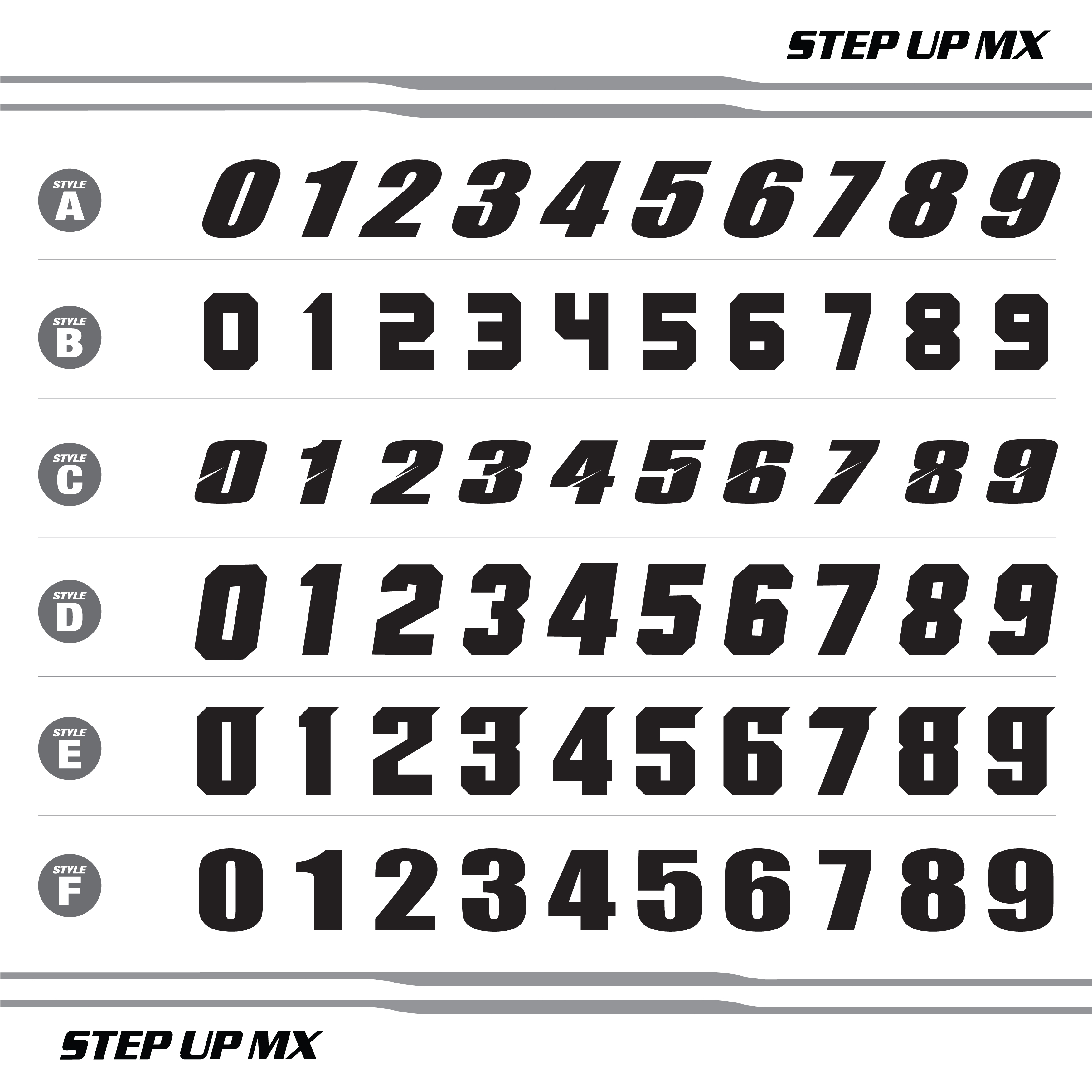 Mini ID Number Plate Decals - step up mx