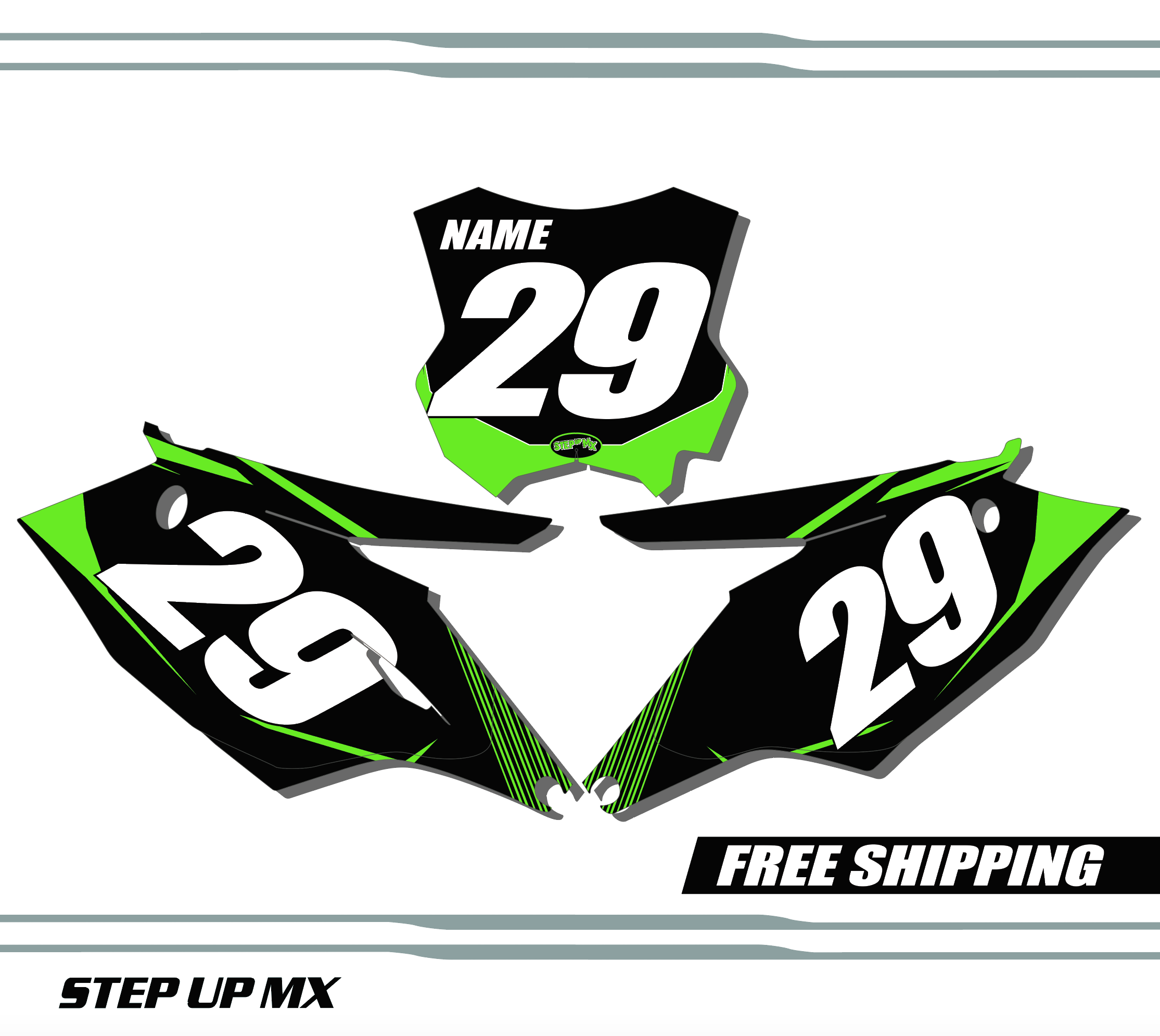 Kawasaki KX250F 2017-2020 quick ship number plates