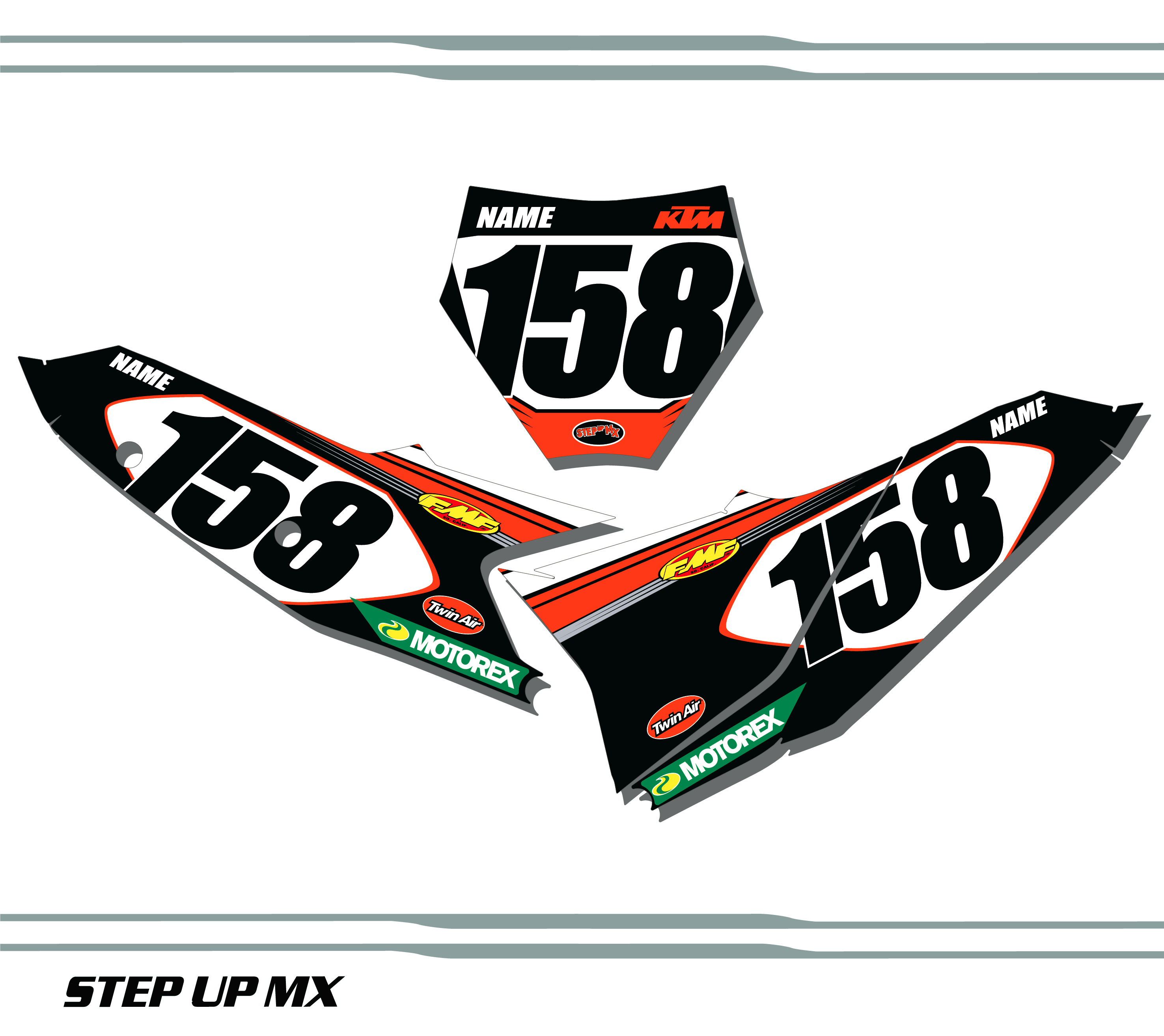 KTM 450 SXF 2023 Qualifier Style Quick Ship Number Plate Decals