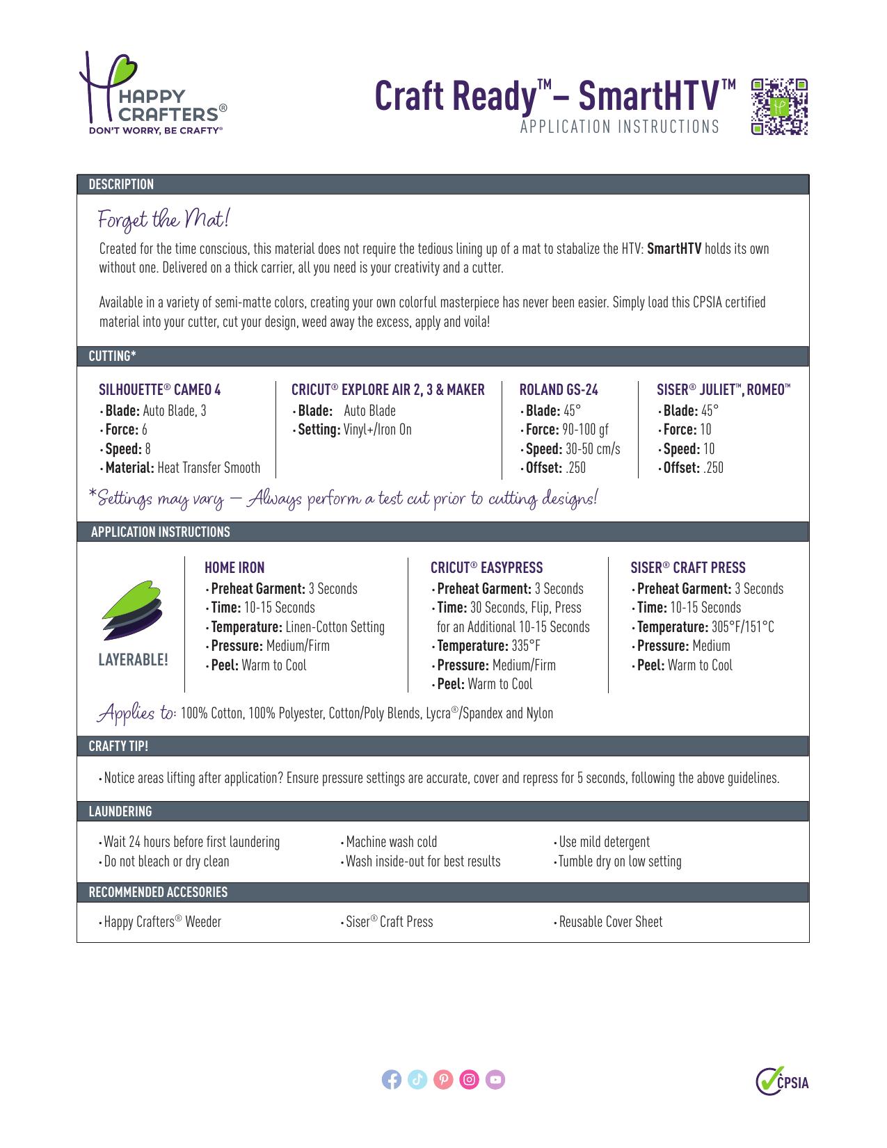 Craft Ready™ SmartHTV™ Application Instructions