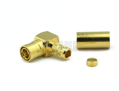 [C1165] SMB Plug Connector Right Angle CRIMP For RG55, RG142, RG223, RG400