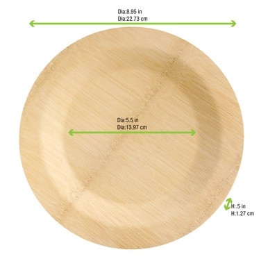 Bamboo Veneer Round Plate - D:9in - 50 pcs - Packnwood