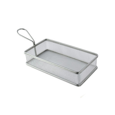 Rectangular Reusable Stainless Steel Serving Fry Basket - 32oz L:9in W ...